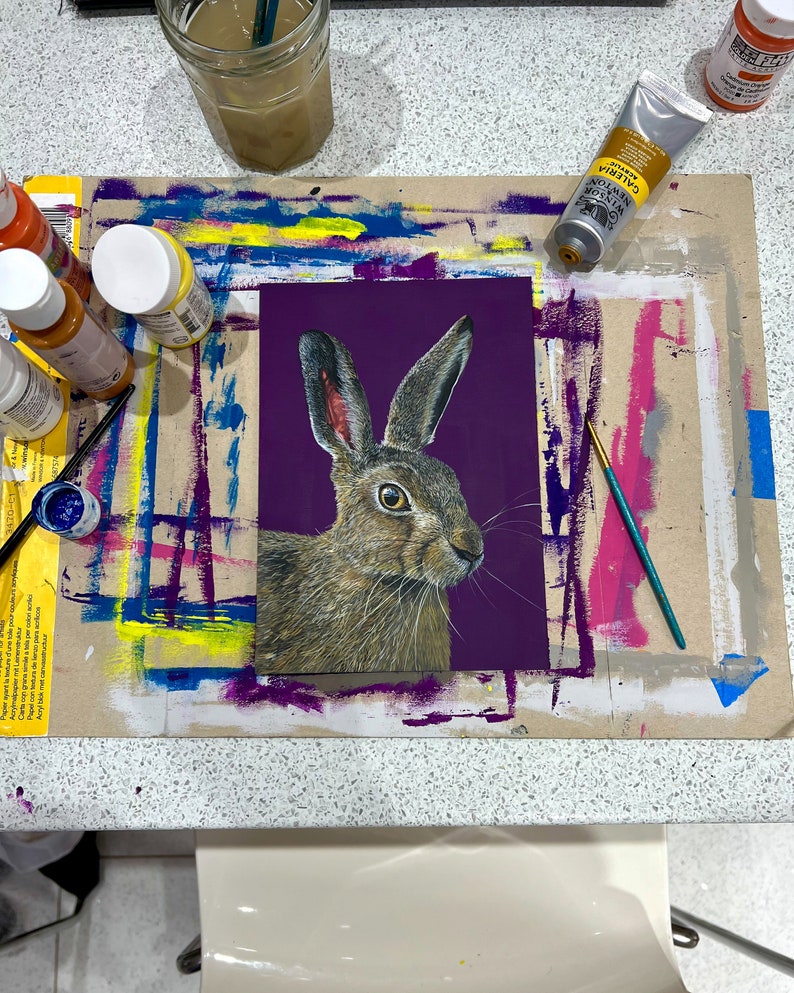 Hare Acrylic Painting on Paper - Rabbit British Wildlife Animal Art - Etsy