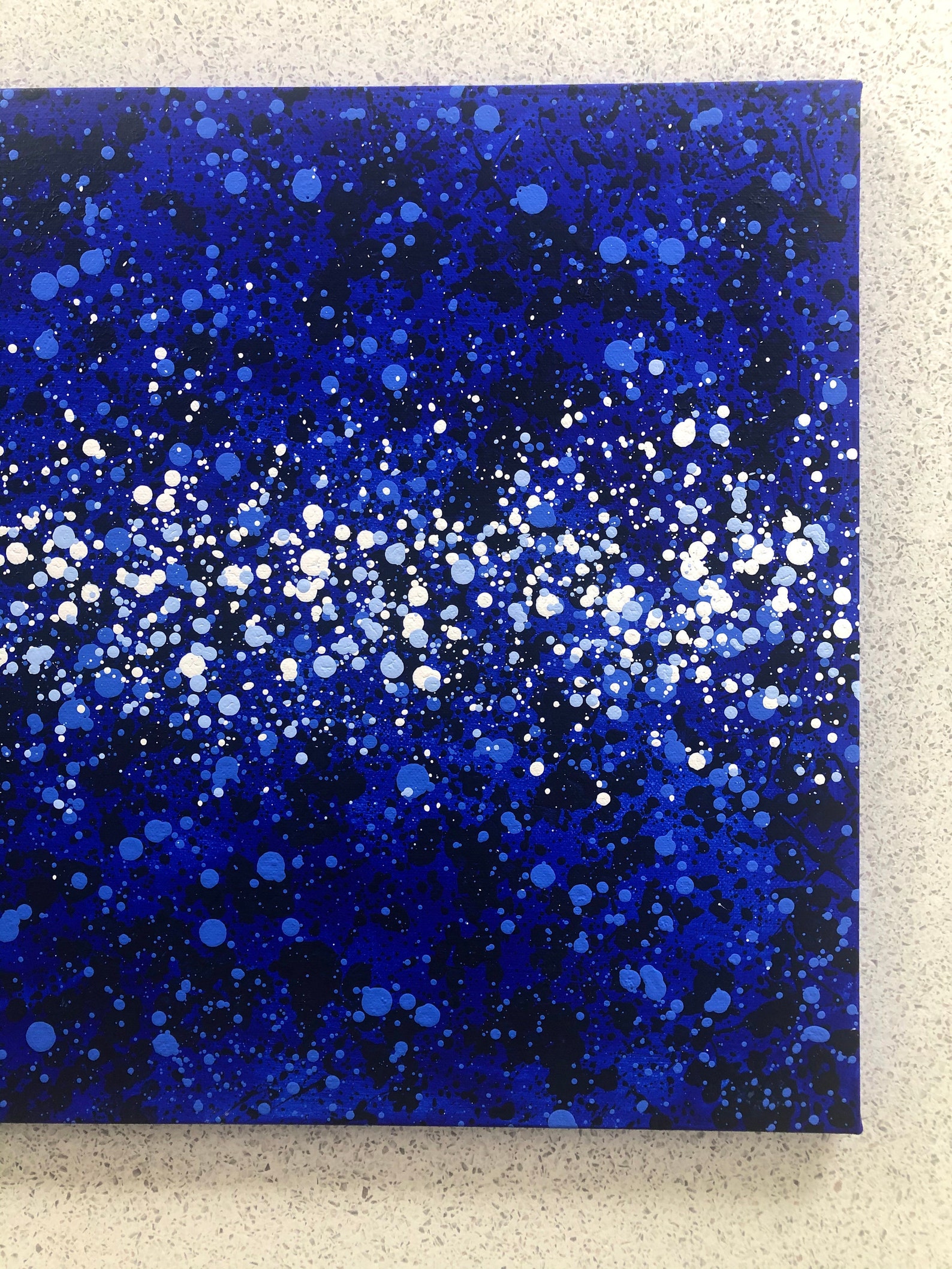 Blue Abstract Paint Splatter on Canvas - 16.5 X 23.4 - Etsy
