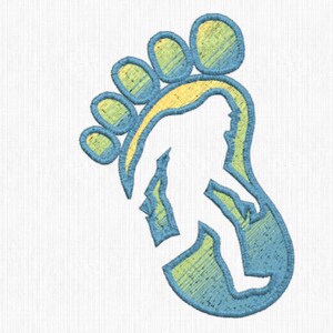 Bigfoot in Footprint Appliqué Embroidery File, 9 Formats, Sasquatch ...