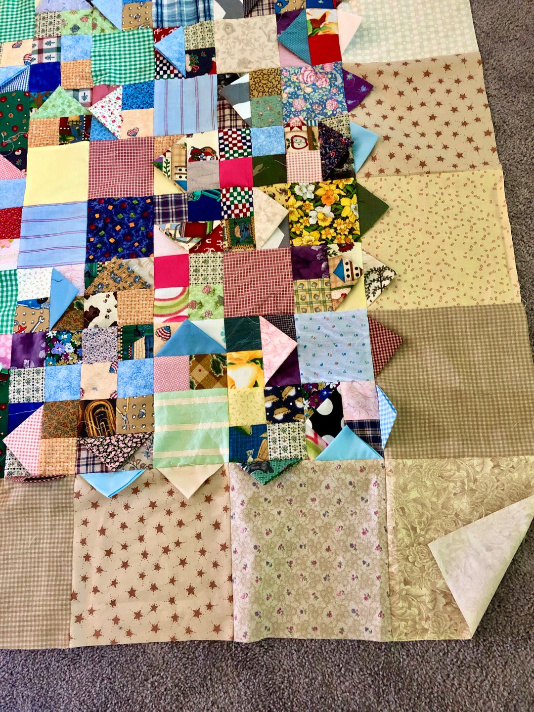 Stashbuster Quilt Pattern for Beginners, Prairie Points Scrap Quilt ...