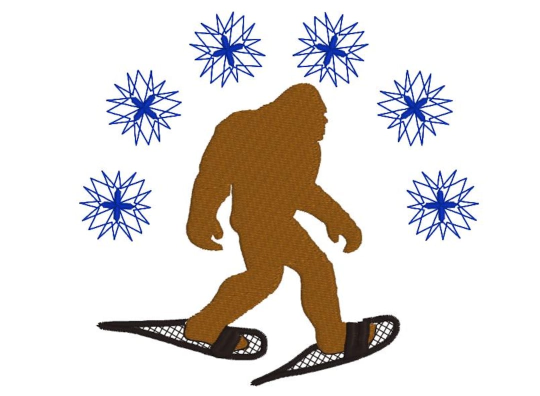 Bigfoot Snowshoes Machine Embroidery File, Cryptid Embroidery, Winter ...