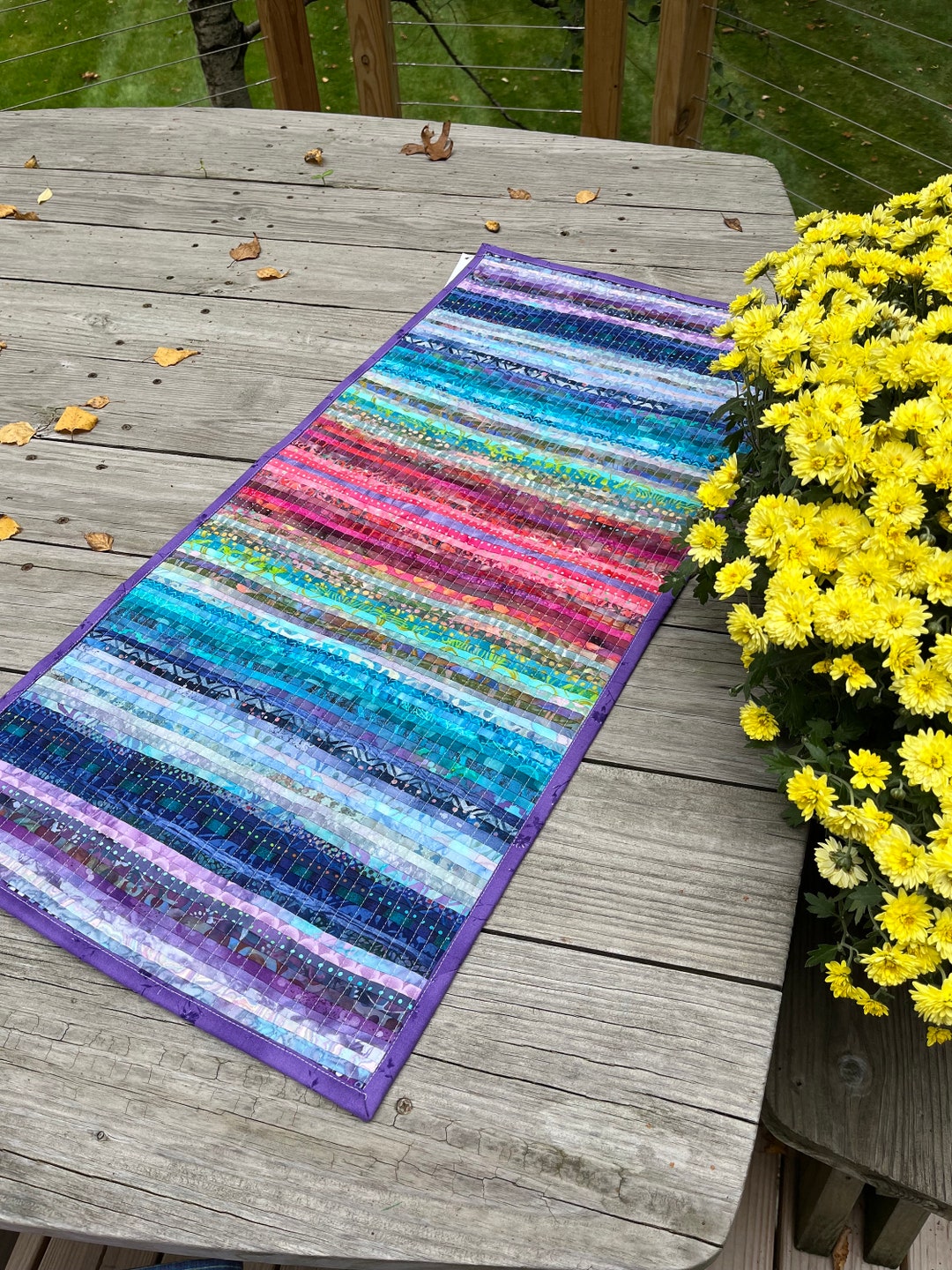 Rainbow Table Runner, Handmade Gift, Christmas Gift, Buffet Table Decor ...