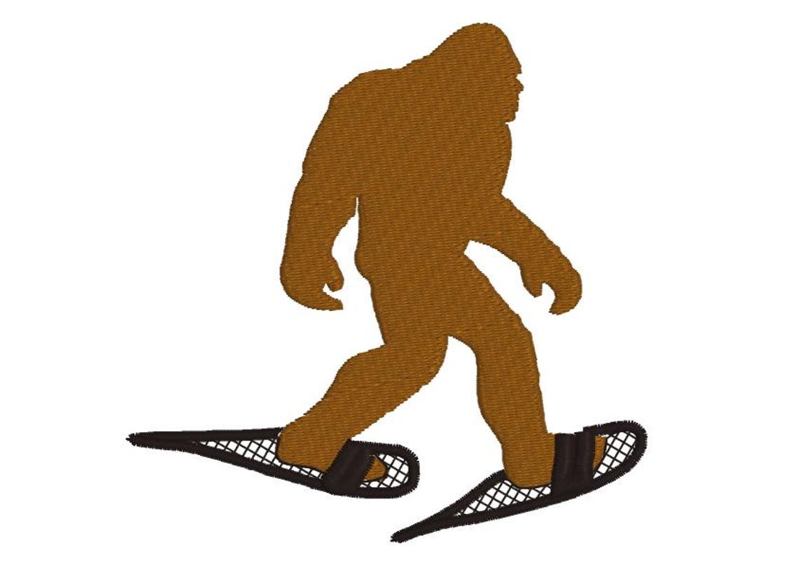 Bigfoot Snowshoeing Machine Embroidery File, Cryptid Embroidery ...