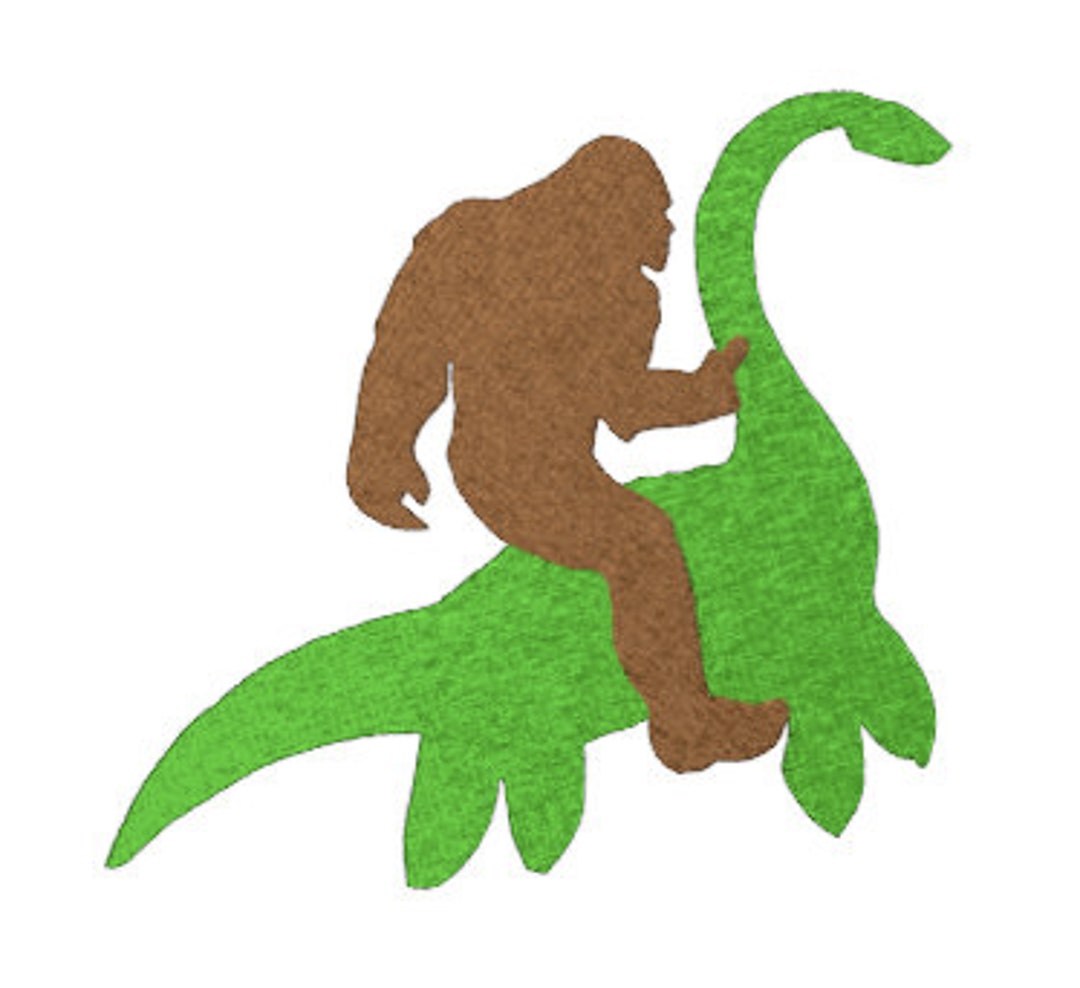 Bigfoot Riding Nessie Machine Embroidery File, Cryptid Embroidery, Loch ...