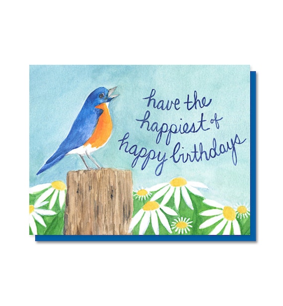 Bluebird of Happiness Birthday Card | Etsy