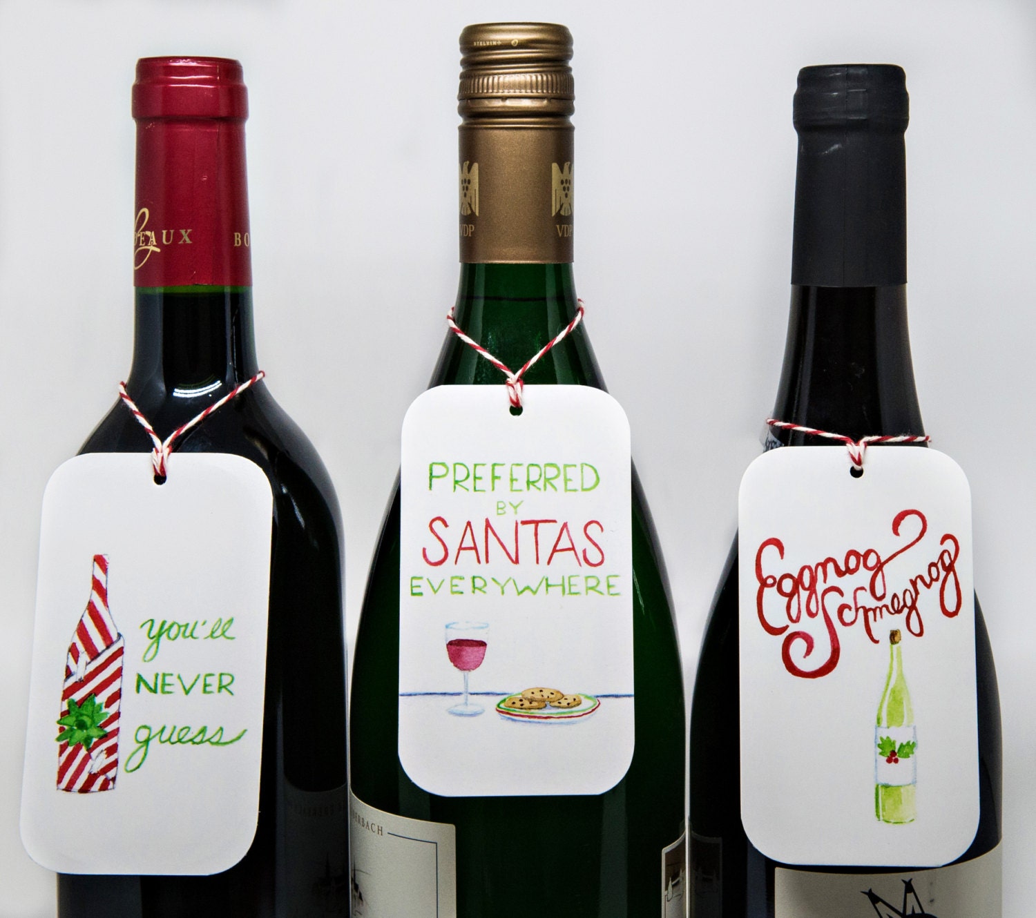 Christmas Wine Bottle Gift Tags Set of 6 - Etsy