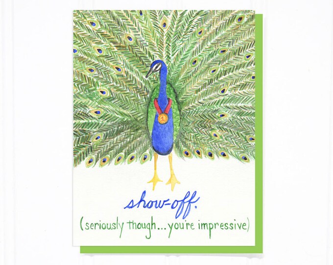 Show-off! Peacock Congratulations, Graduation Card - Etsy