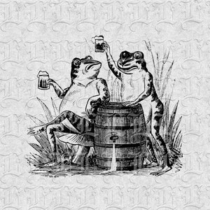Vintage Frogs Toasting Beer Illustration (digital Download) - Etsy