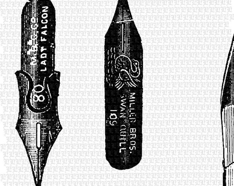 Antique Fountain Pens Tips Digital Collage Sheet Victorian | Etsy