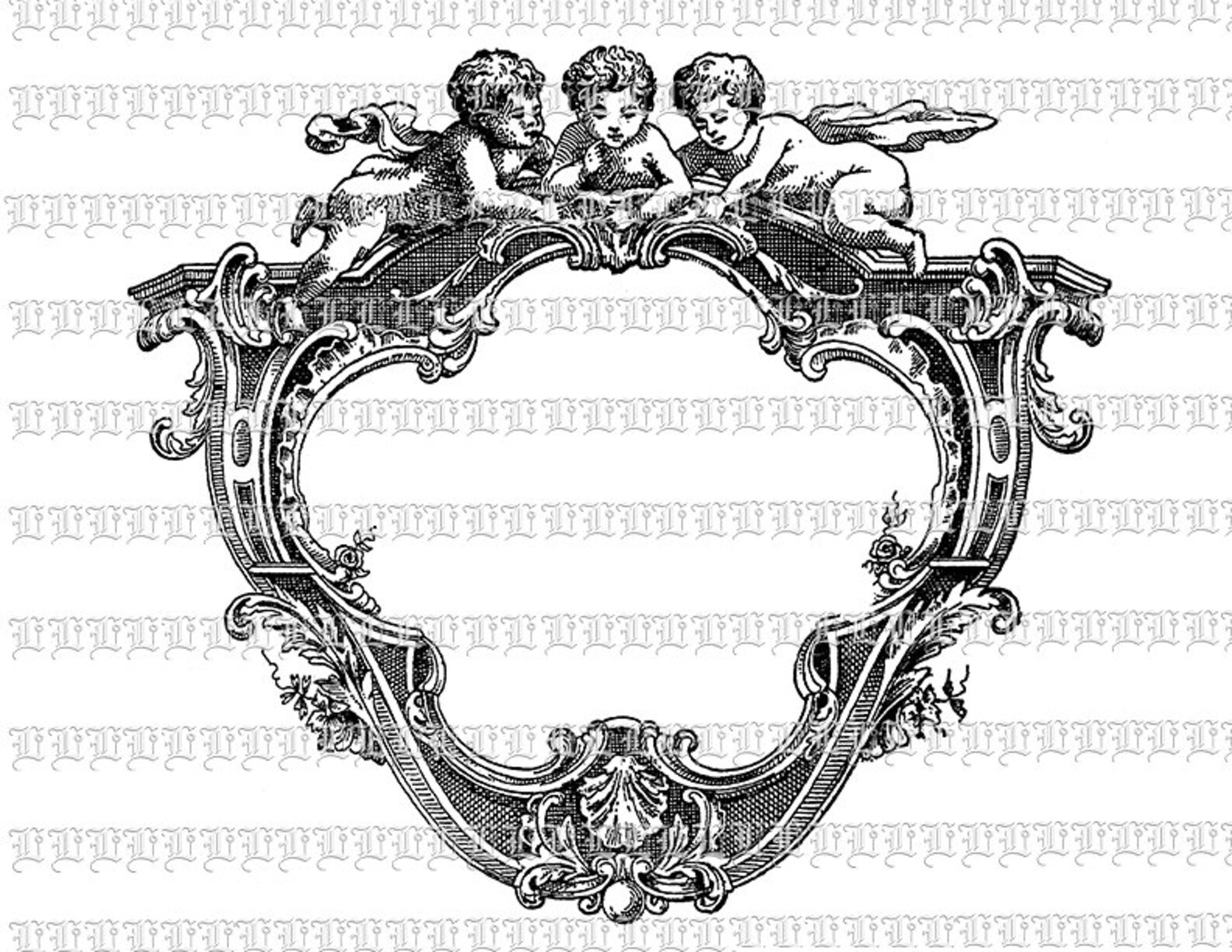 Rococo Frame Design Cherubs - Instant Download High Quality Printable ...