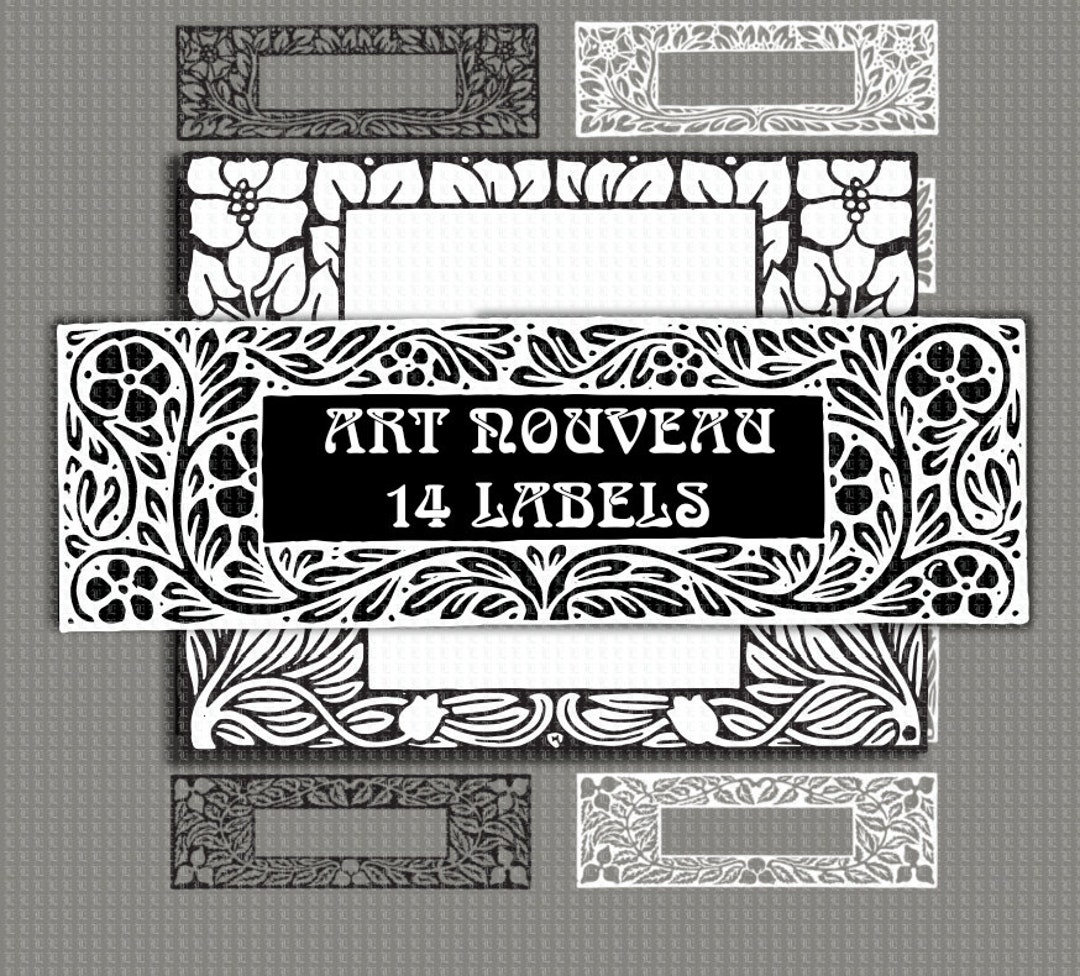 Colouring Name Labels Art Nouveau Decorative Floral Borders Printable ...
