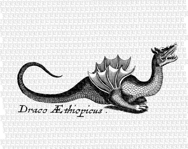 Dragon Mythological Beast Latin Inscription Vintage Digital - Etsy