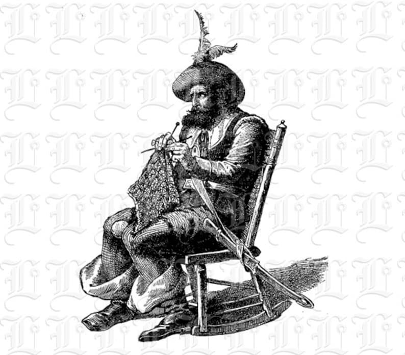 Knitting Pirate Vintage Clip Art Illustrations Digital Instant Download ...