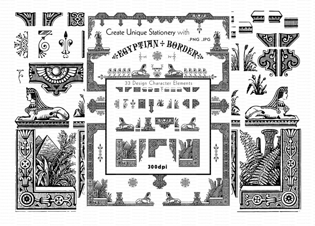 Create Ancient Egypt Theme Borders and Frames Decorative Clip Art ...
