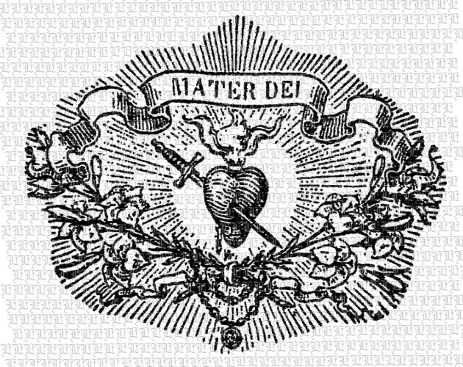 Biblical Image Bleeding Heart Symbol Antique Victorian Vintage ...