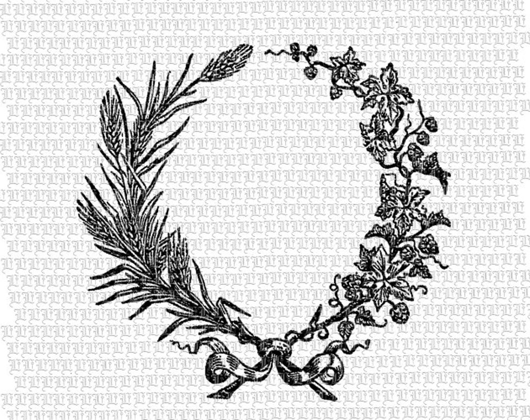 Wheat Floral Wreath Border Frame Antique Vintage Clip Art Illustrations ...
