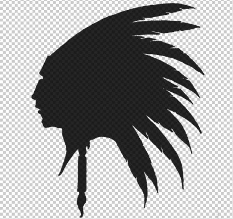 Plains Indian Chief With Feather Headdress Silhouette Digital Graphic ...