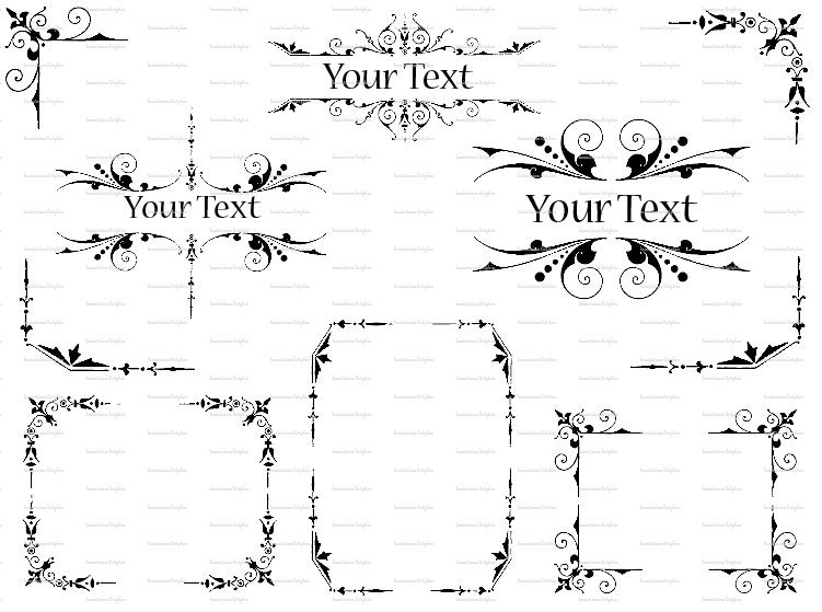 Decorative Vintage Headline Lettering Borders Headline Frames Swirl ...