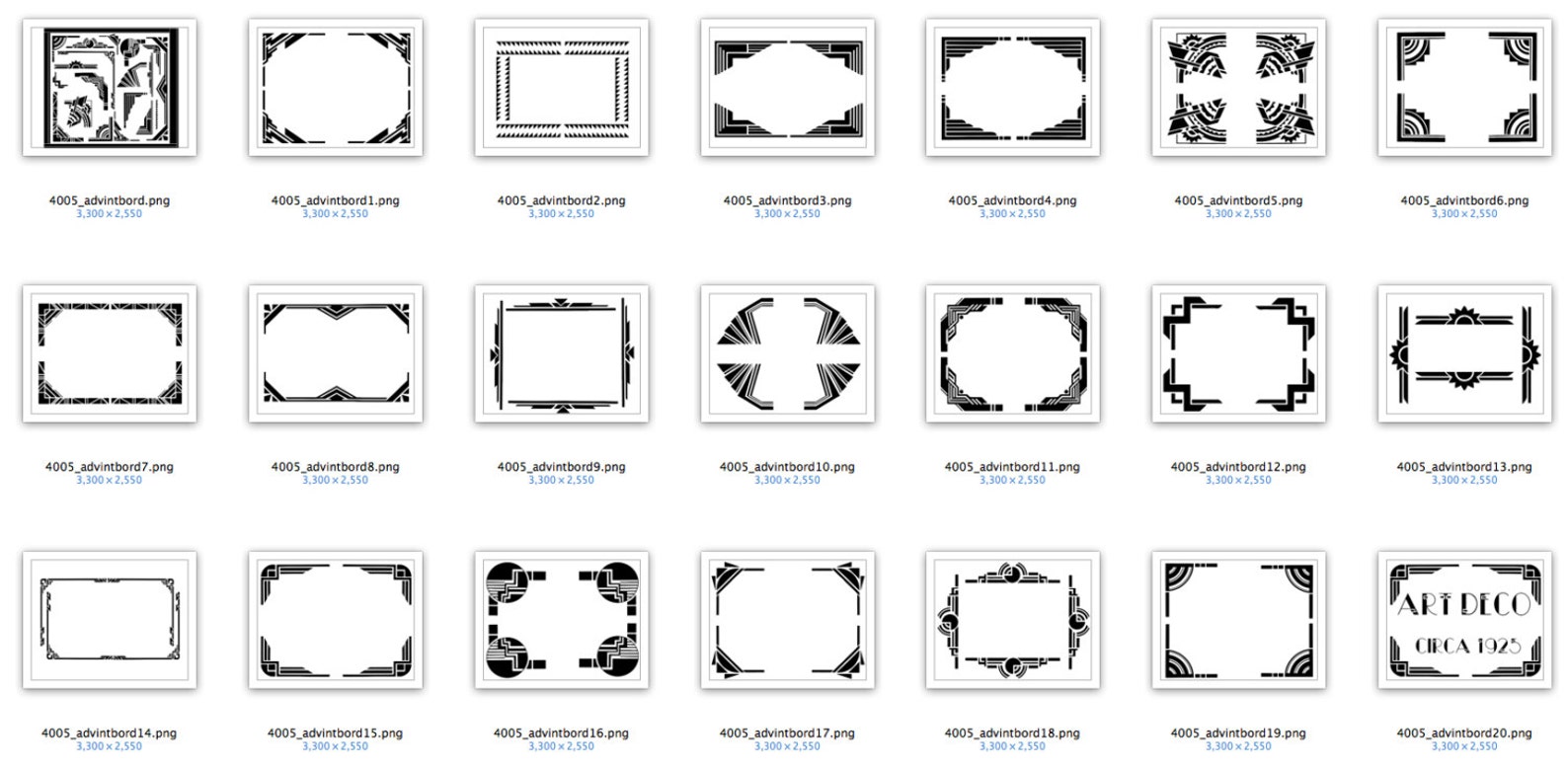 Art Deco Borders. Art Deco Design Elements. Art Deco Clip Art 300dpi ...