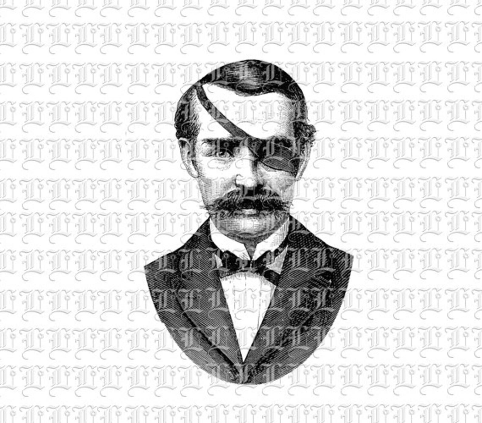 19th Century Man With Mustache and Black Eye Patch Vintage ...