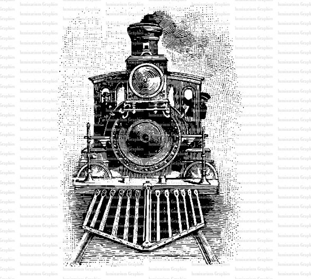 Old Train Clip Art Train Image Steam Engine Locomotive Graphic Train Illustration High ...