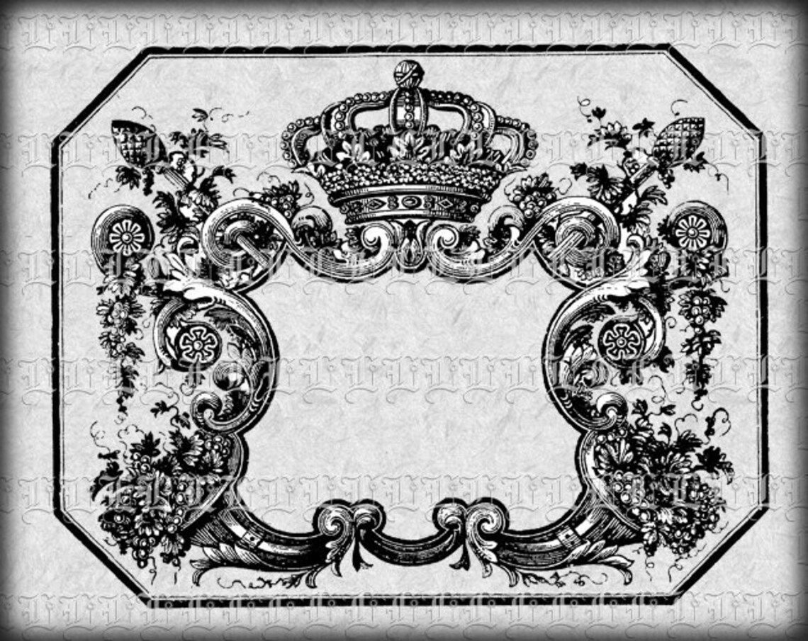 Antique Digital Graphics Square Crowned Frame Heraldic Designs | Etsy