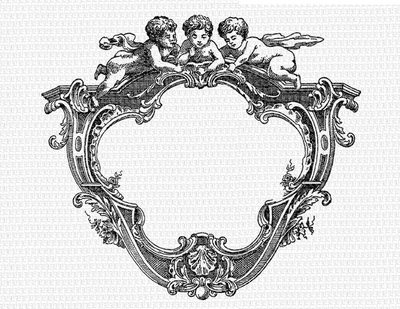 Rococo Frame Design Cherubs - Instant Download High Quality Printable ...