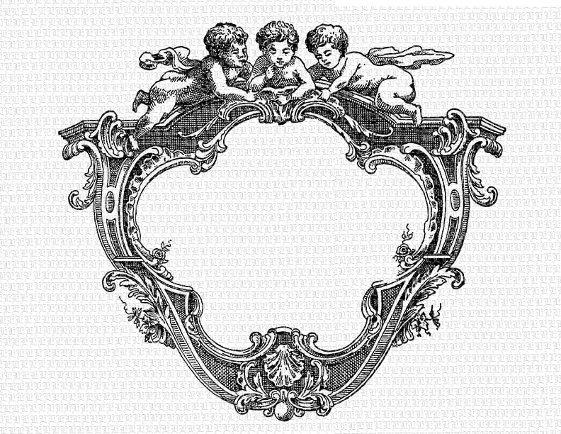 Rococo Frame Design Cherubs - Instant Download High Quality Printable ...