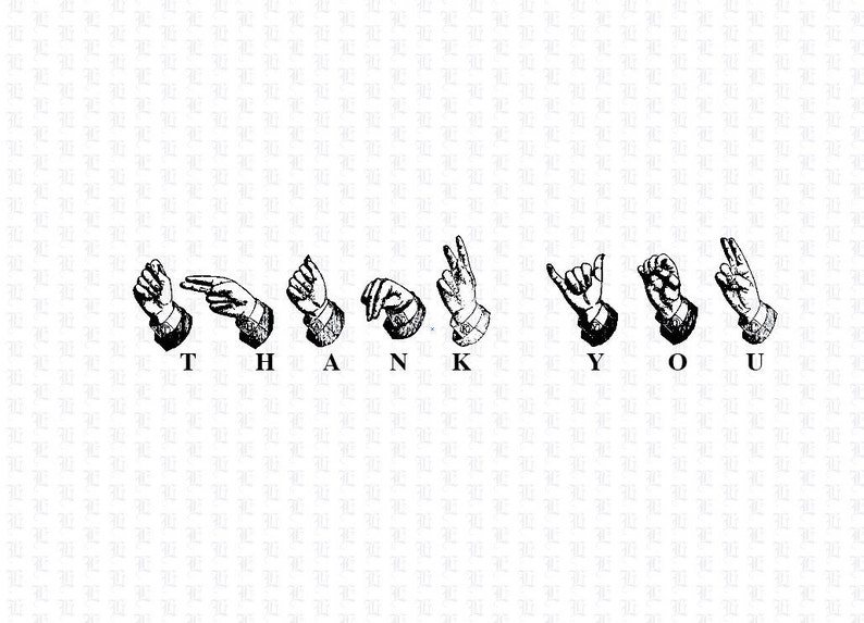 Thank You Sign Language Graphic: Vintage Printable Image (digital ...