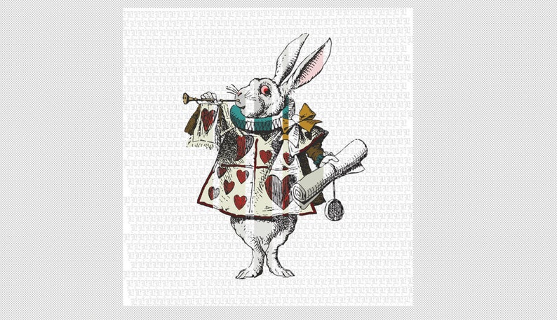 White Rabbit Alice in Wonderland Coloured Illustration Vintage - Etsy
