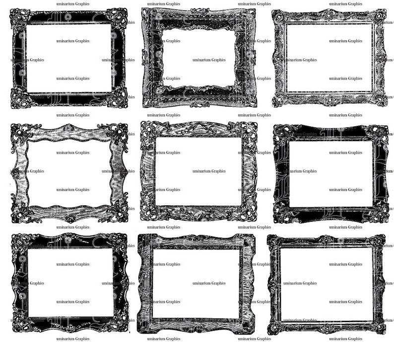 Rectangular Vintage Ornamental Picture Frames Printable Frames - Etsy
