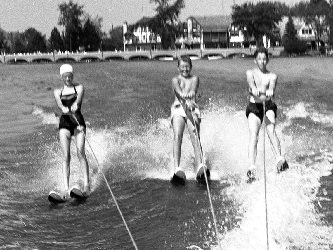 Waterskiing photo 1950's wall art vintage lake house | Etsy