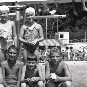 Vintage Swim Team Photo Print: 1950s Black and White Summer Art - Etsy