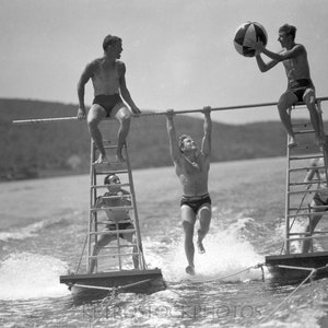 Set of 9 Vintage Water Ski Photo Prints, Retro Lake House Wall Art ...