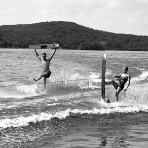 Set of 9 Vintage Water Ski Photo Prints, Retro Lake House Wall Art ...