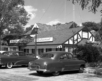 Mid-century Auto Dealership, 1950. Vintage Photo Reproduction Print ...
