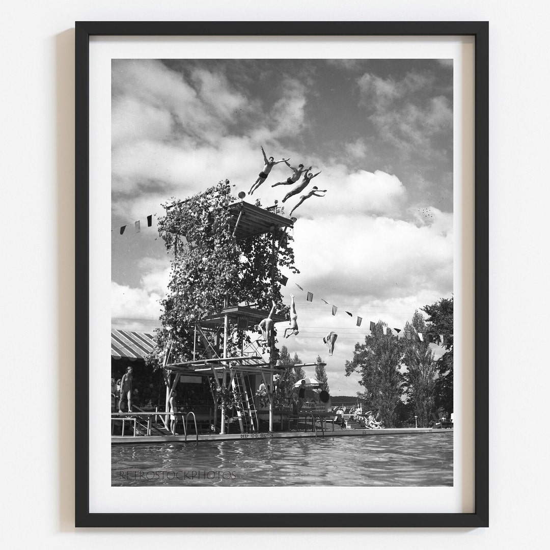 Vintage Stunt Diving Photo: Retro Summer Wall Art Print - Etsy