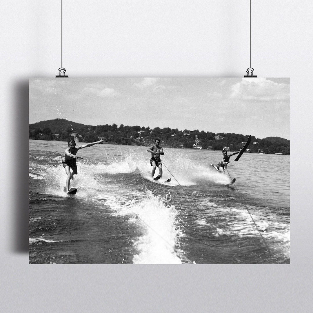 Summer Home Decor, Vintage Waterski Photo, Retro Lake House Wall Art ...