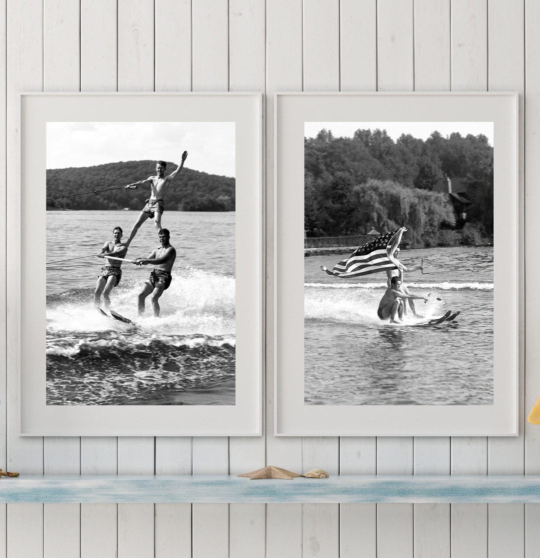 Vintage Water Skiing Photo Set – Custom Black and White Prints – Retro ...