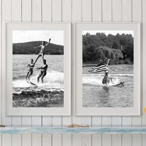 Vintage Water Skiing Photo Set – Custom Black and White Prints – Retro ...