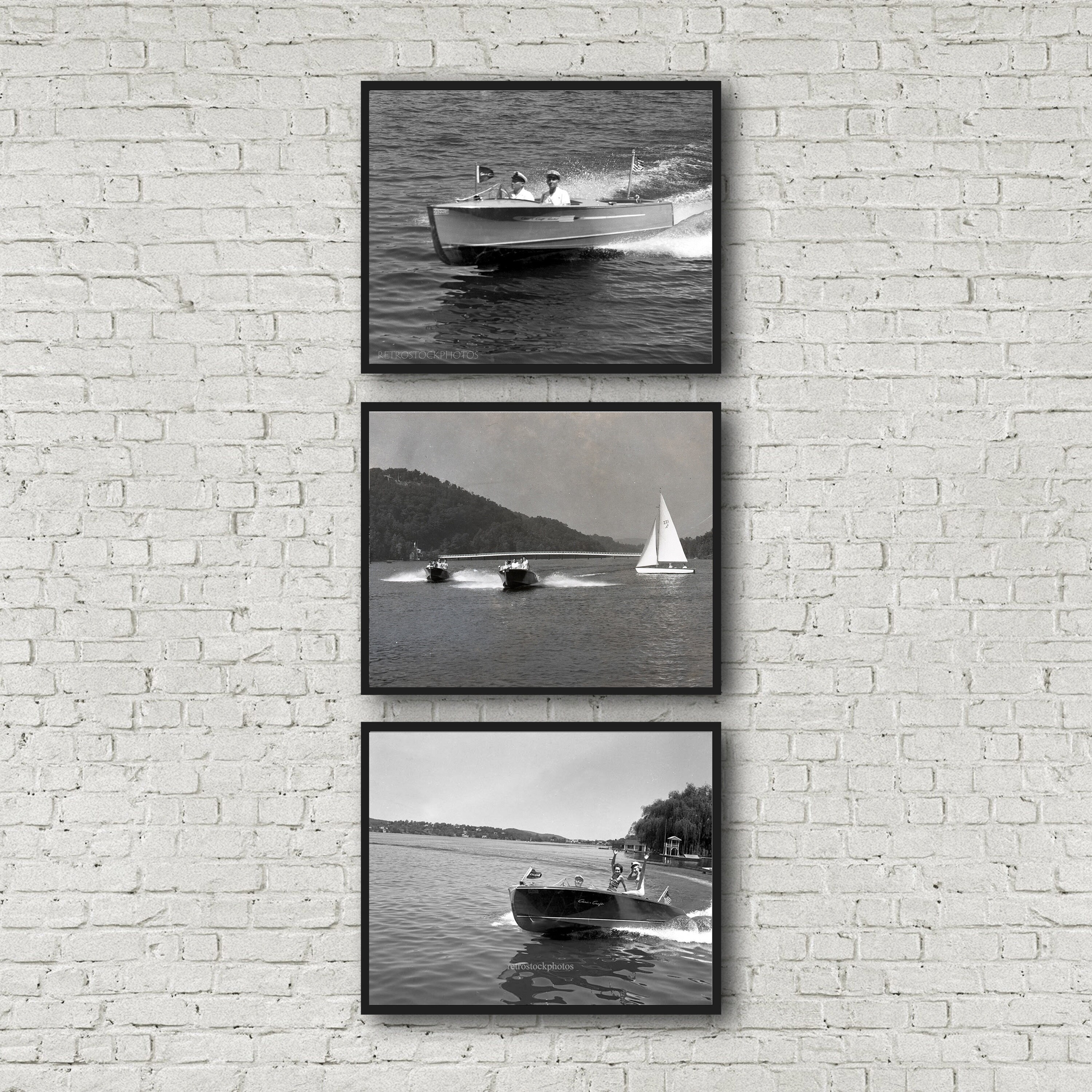Vintage Motorboat Photo Print: 1940s Lake House Wall Art - Etsy