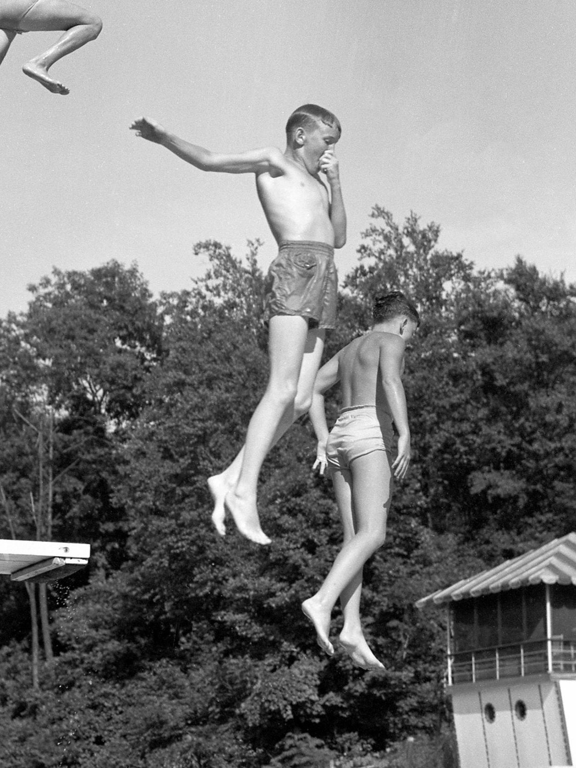 Vintage swimming photo retro summer wall art black and white | Etsy