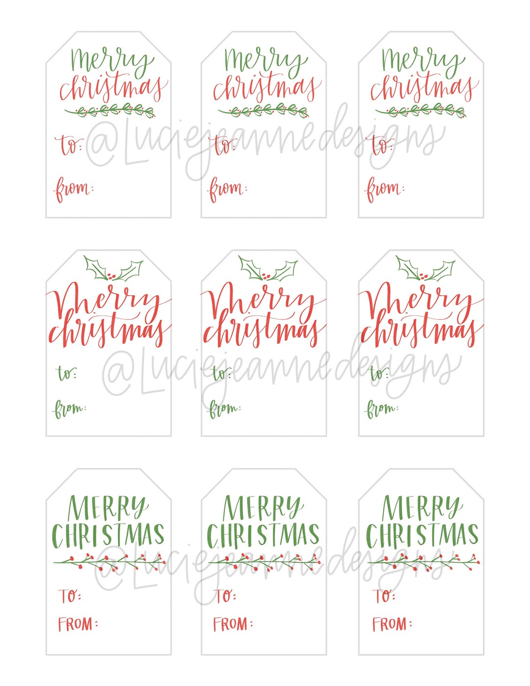 Hand Lettered Printable Christmas Tags - Etsy