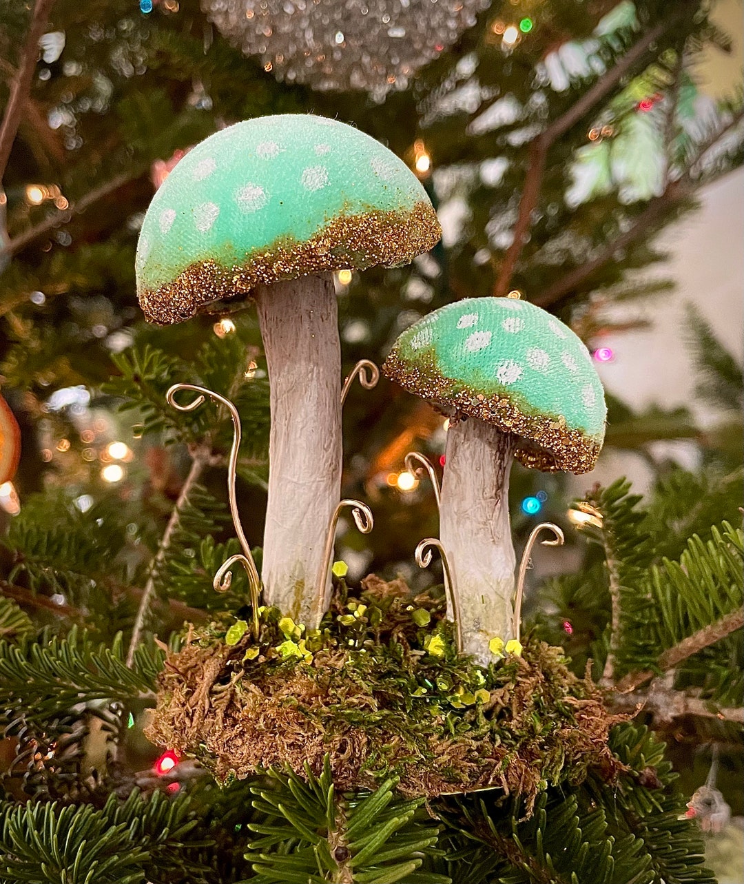 Blue Velvet Mushroom Christmas Tree Ornament - Etsy