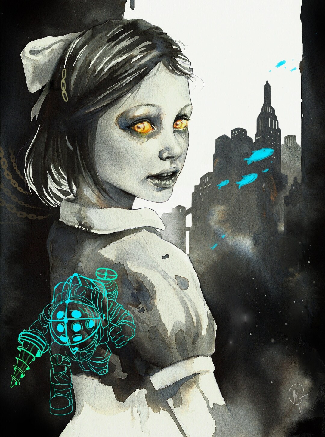 BIOSHOCK WATERCOLOR Print A4 Size High Quality Contour - Etsy