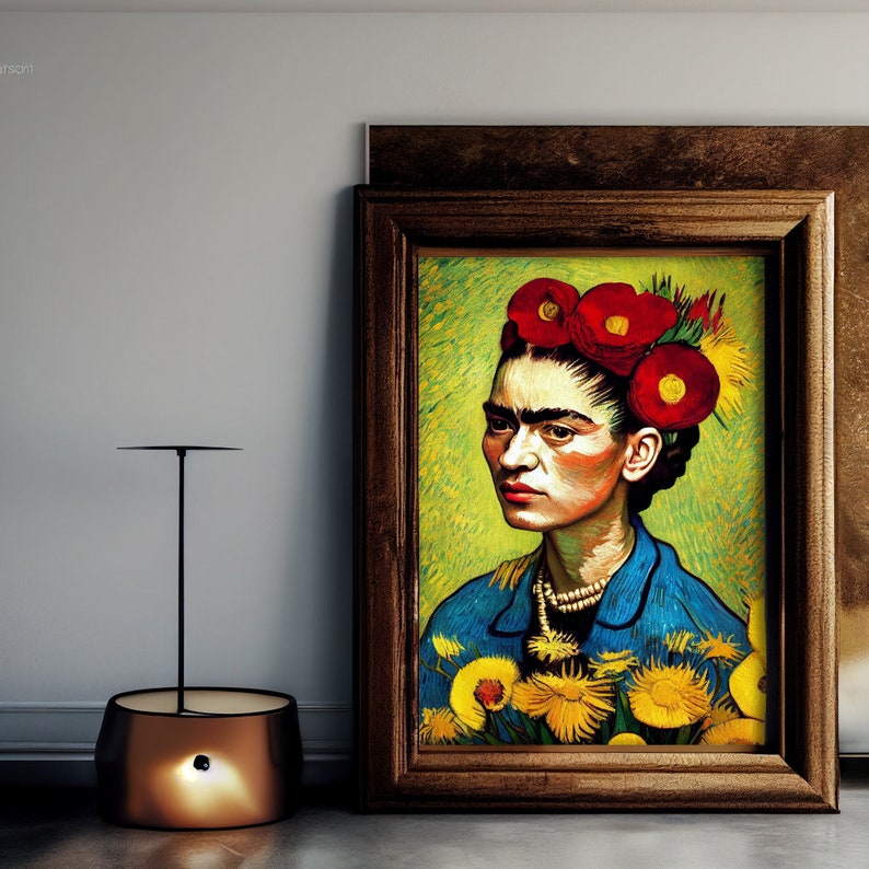 Cartel de Frida Kahlo pintado por Van Gogh - Etsy México