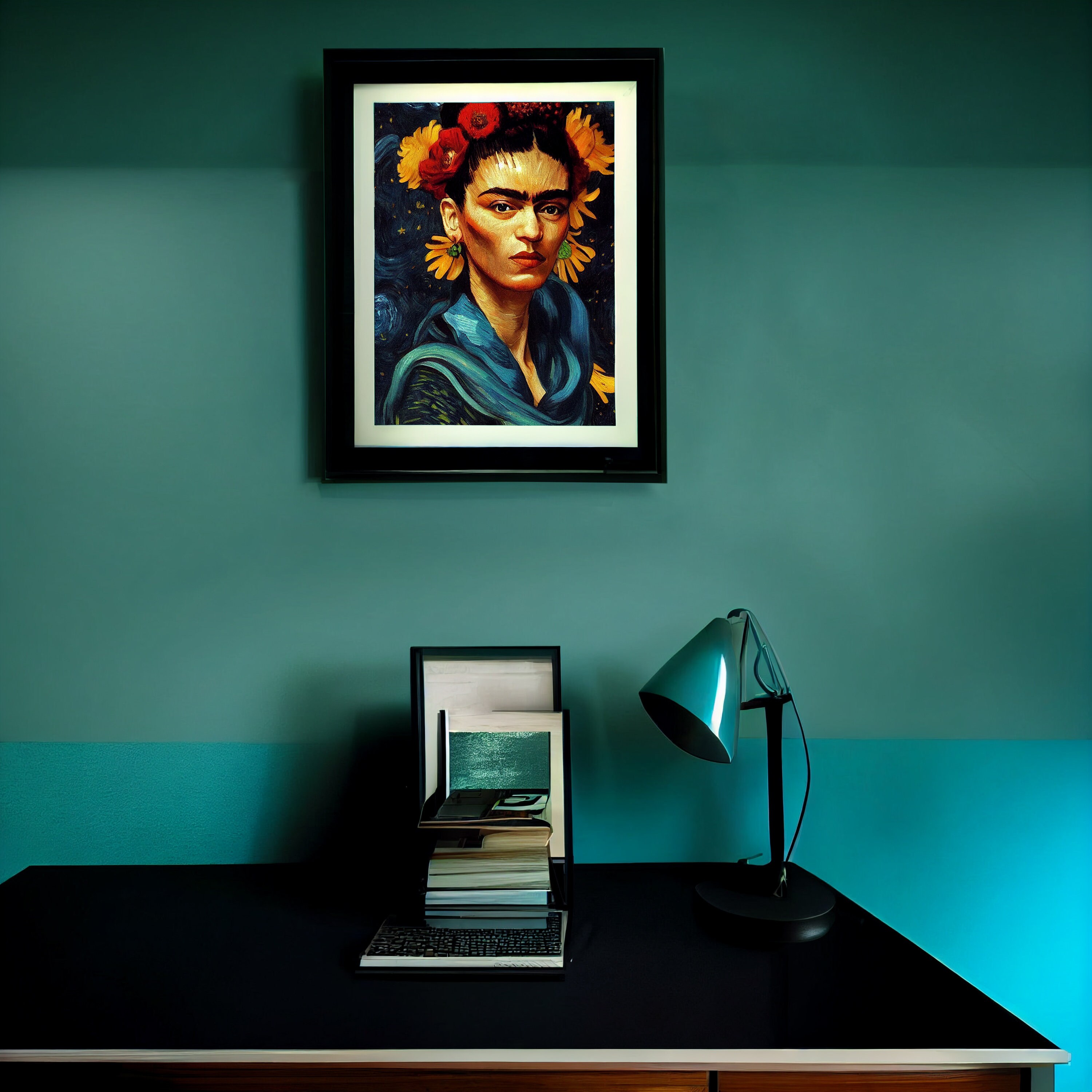 Cartel de Frida Kahlo pintado por Van Gogh - Etsy México