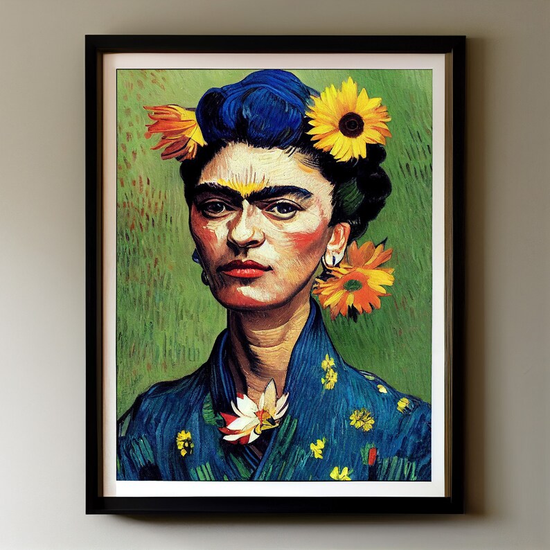 Cartel de Frida Kahlo pintado por Van Gogh - Etsy México