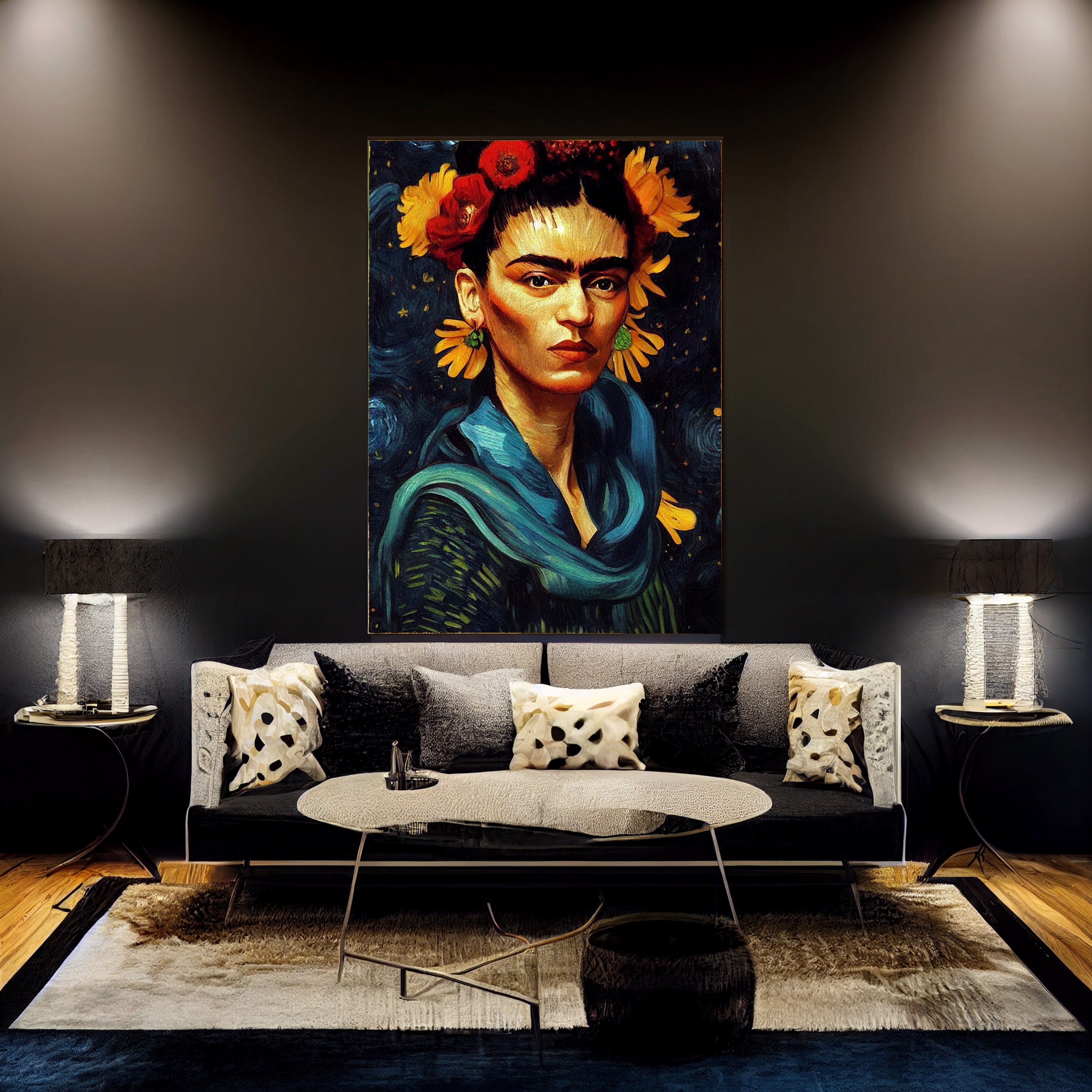 Cartel de Frida Kahlo pintado por Van Gogh - Etsy México