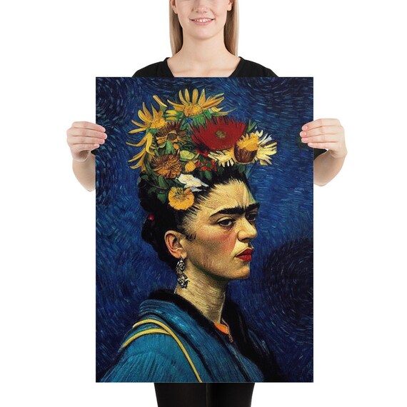 Cartel de Frida Kahlo pintado por Van Gogh - Etsy México